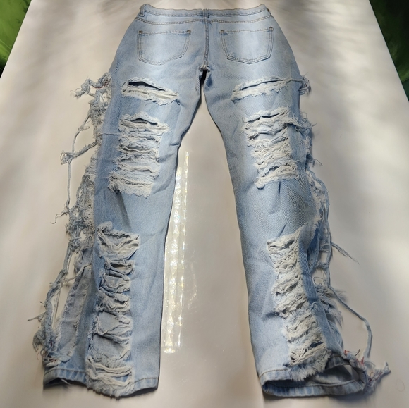 Jeans | Scratch Rippedrepair Denim Jeans | Poshmark